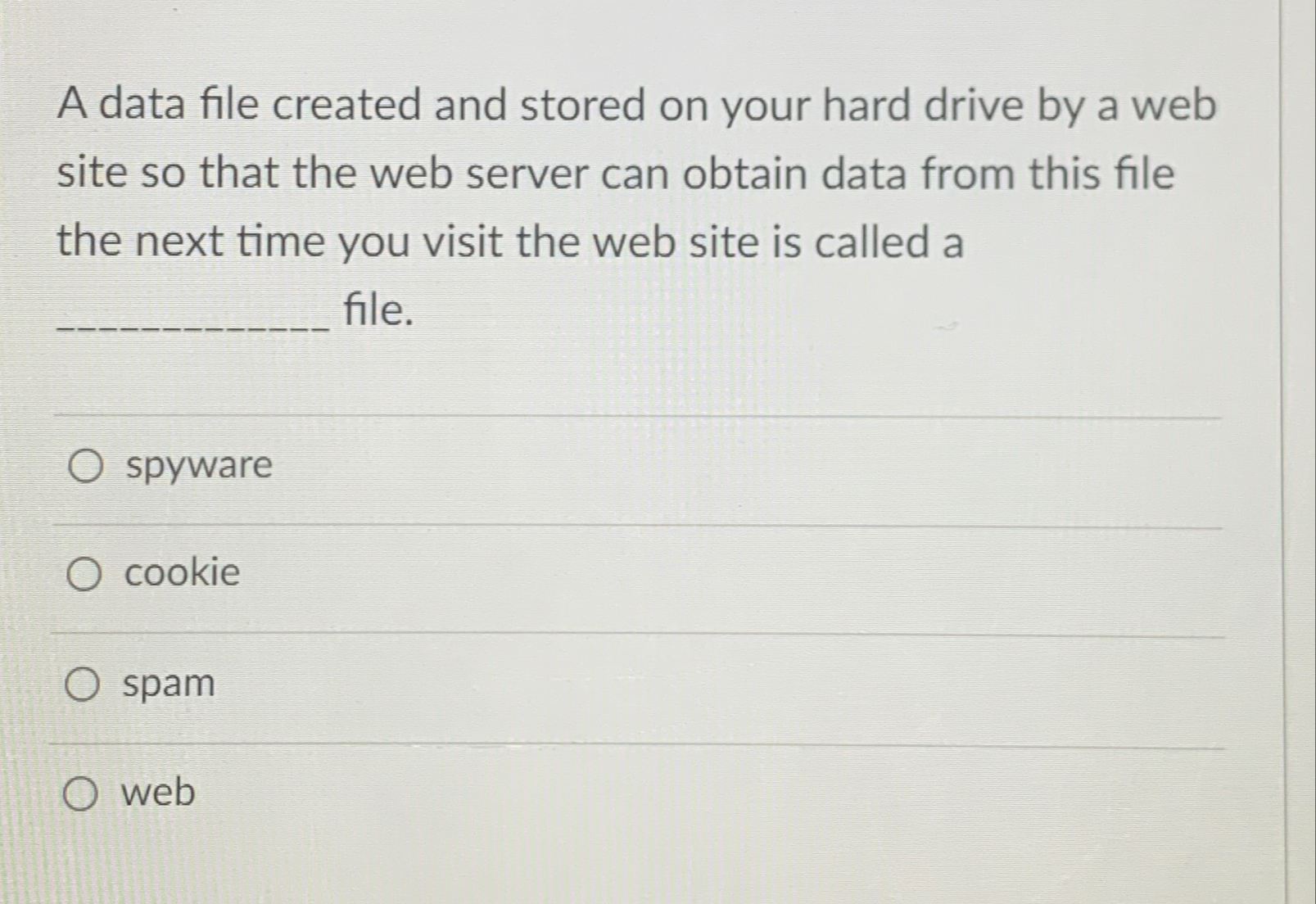 Solved A data file created and stored on your hard drive by | Chegg.com
