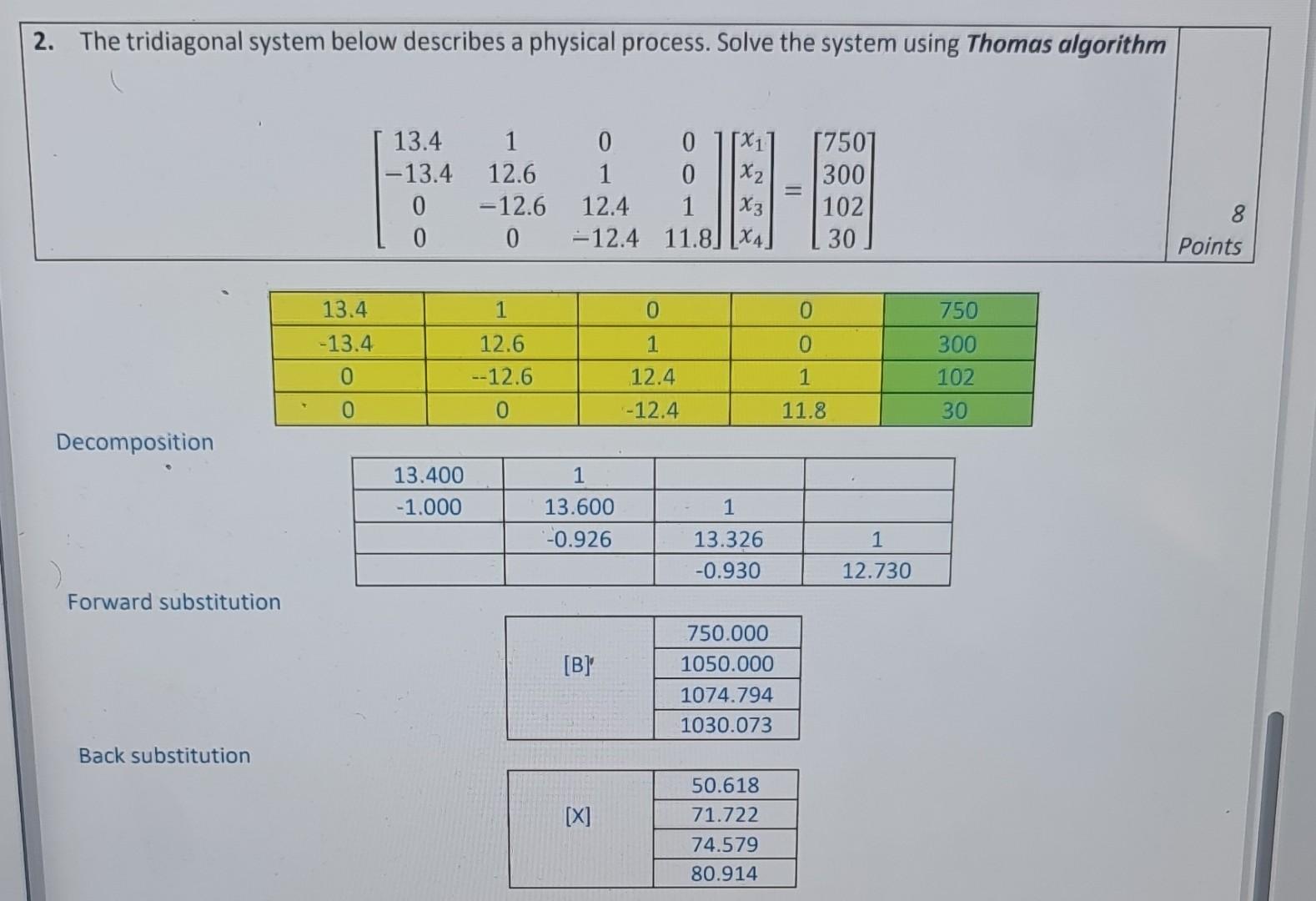 Solved The Tridiagonal System Below Describes A Physical