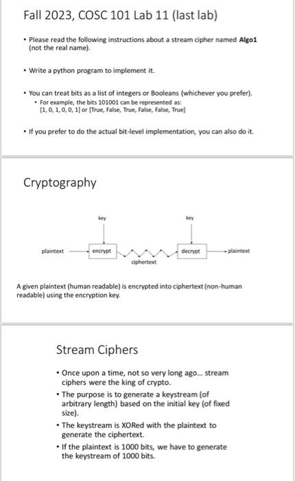 Solved Fall 2023, cOSC 101 Lab 11 (last lab) - Please read | Chegg.com