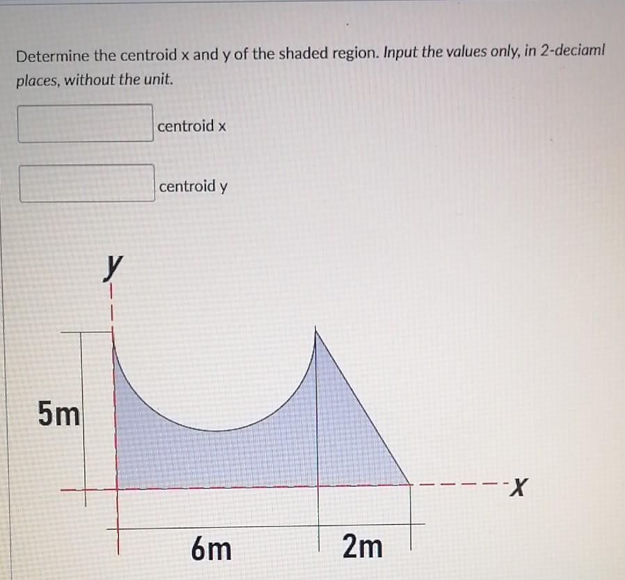 Solved Determine the centroid x and y of the shaded region. | Chegg.com
