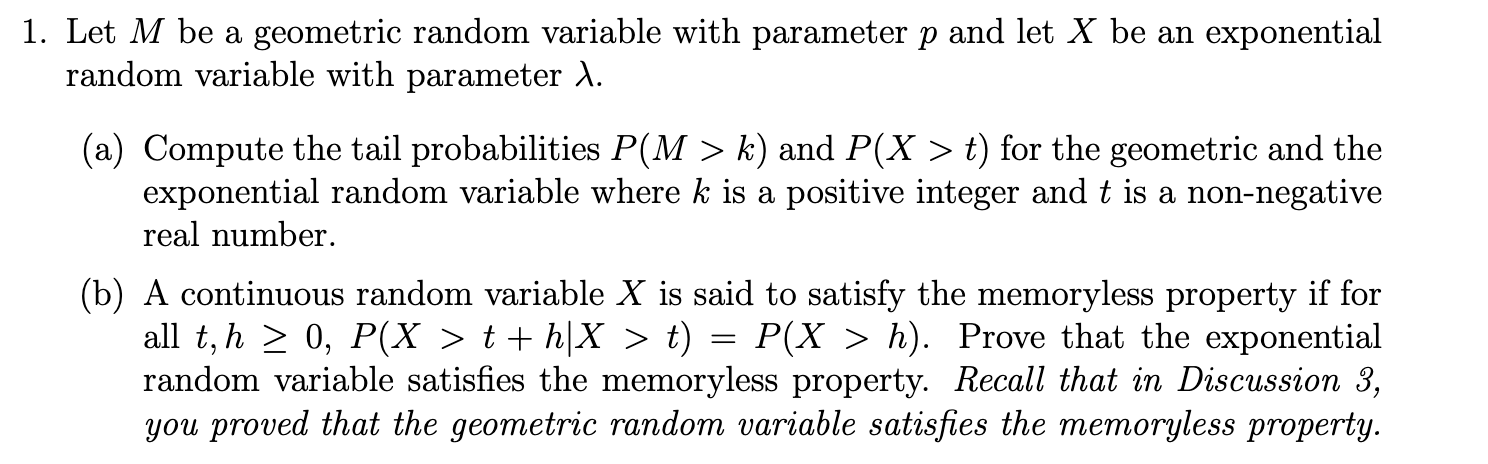Solved Let M be ﻿a geometric random variable with parameter | Chegg.com
