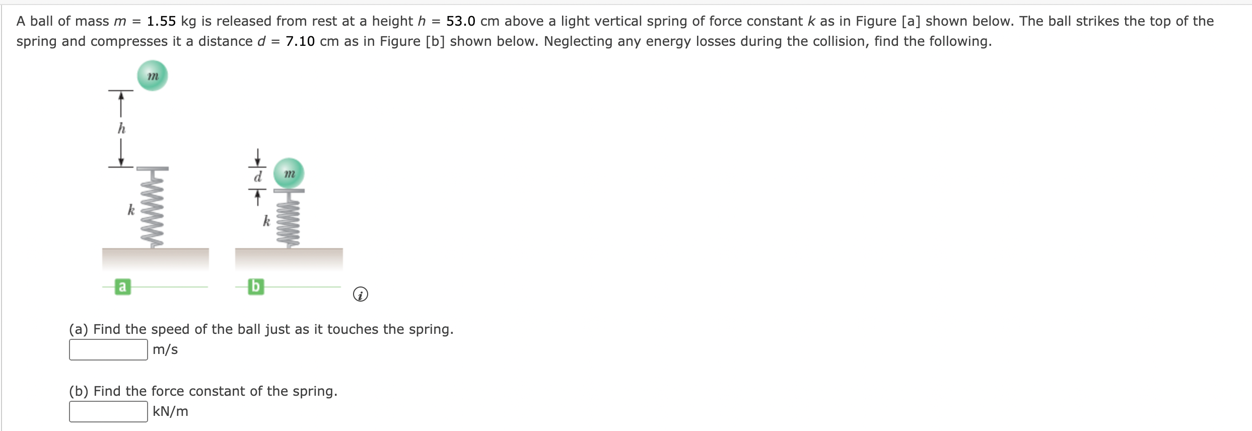 Solved spring and compresses it a distance d=7.10cm ﻿as in | Chegg.com