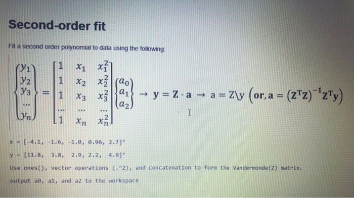 Solved Second-order fit Fit a second order polynomial to | Chegg.com