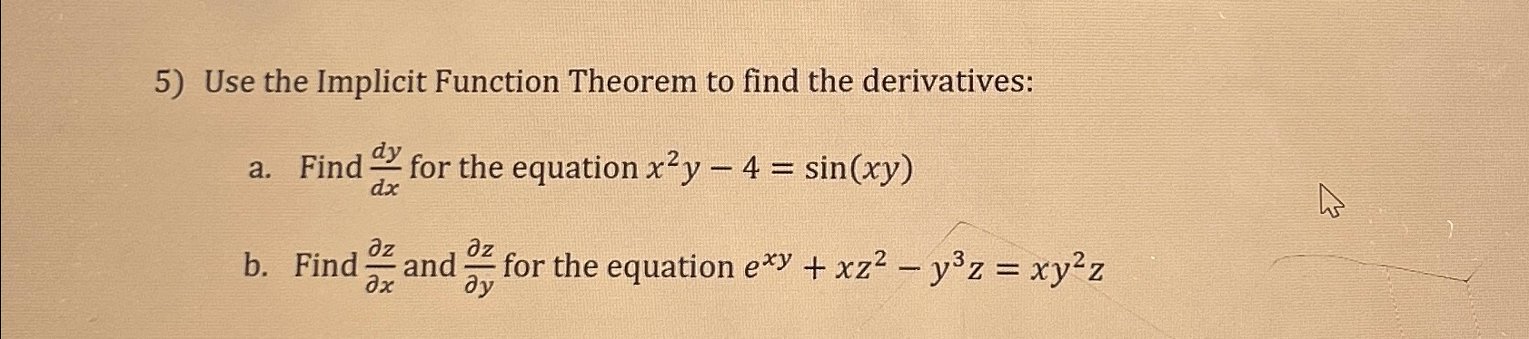Solved Use the Implicit Function Theorem to find the | Chegg.com