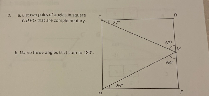 Solved a. ﻿List two pairs of angles in square CDFG ﻿that are | Chegg.com