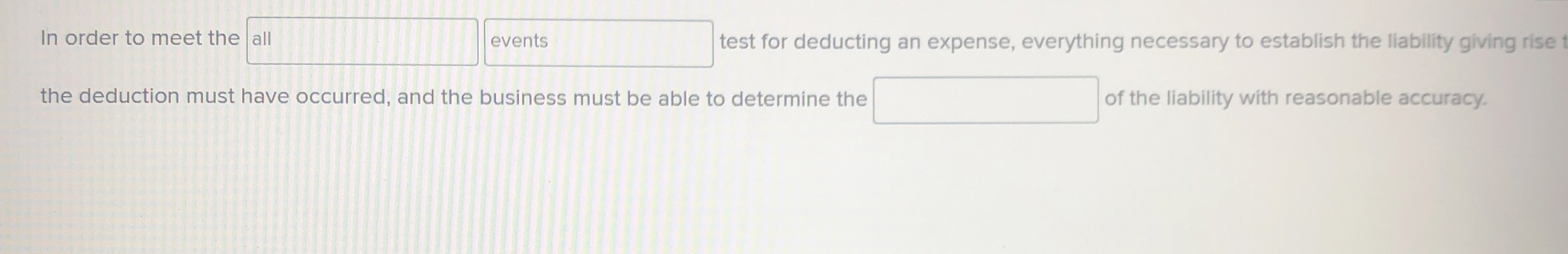 Solved In order to meet the all ﻿events ﻿test for | Chegg.com