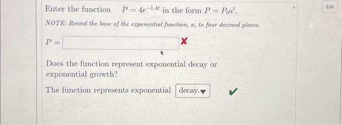 Solved The following function represents exponential growth | Chegg.com