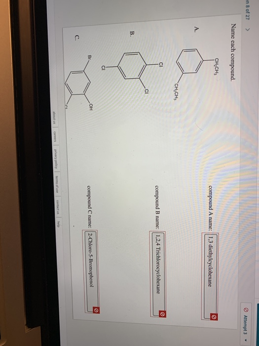 Solved en 8 of 27 > Attempt 3 Name each compound. CH2CH3 A | Chegg.com