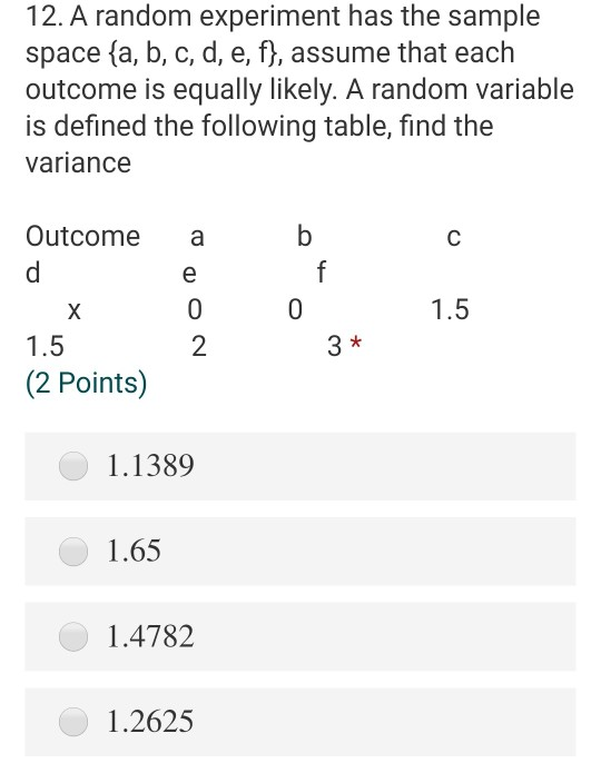 Solved 12. A random experiment has the sample space {a, b, | Chegg.com