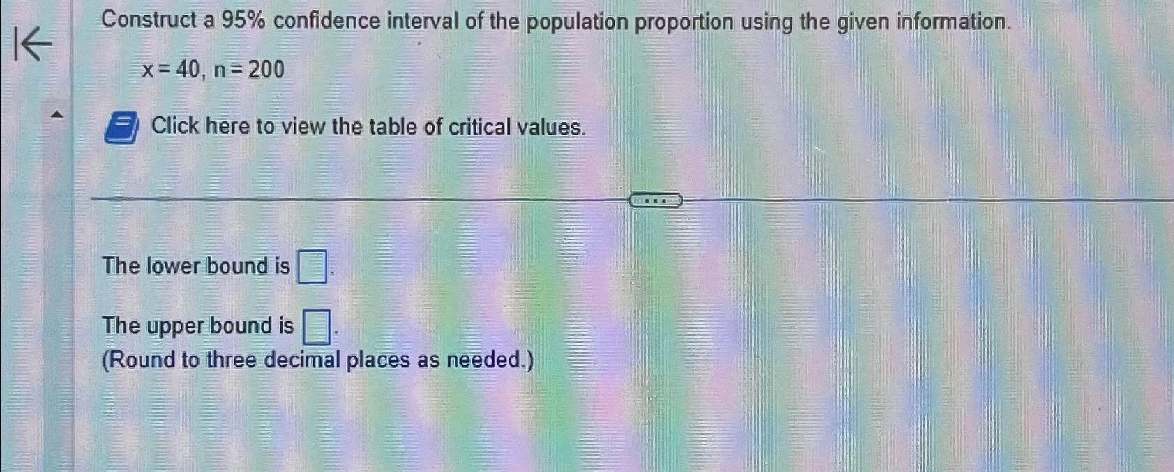 Solved Construct a 95% ﻿confidence interval of the | Chegg.com