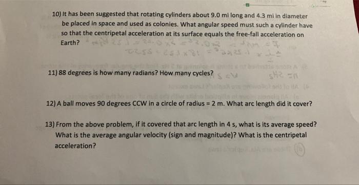 Solved 10) It has been suggested that rotating cylinders | Chegg.com