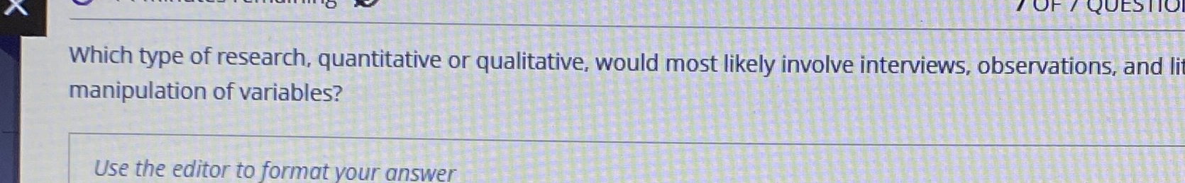 Solved Which type of research, quantitative or qualitative, | Chegg.com