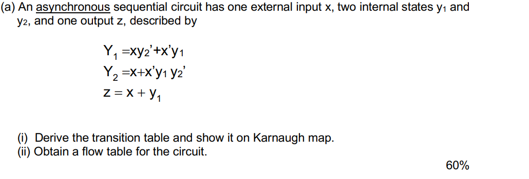 Solved An ﻿asynchronous sequential circuit has one external | Chegg.com