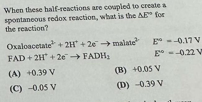 Solved When these half-reactions are coupled to create a | Chegg.com