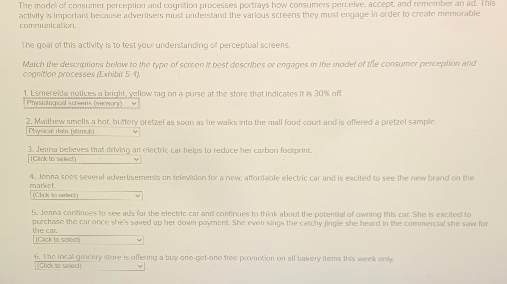 Solved The model of consumer perception and cognition | Chegg.com