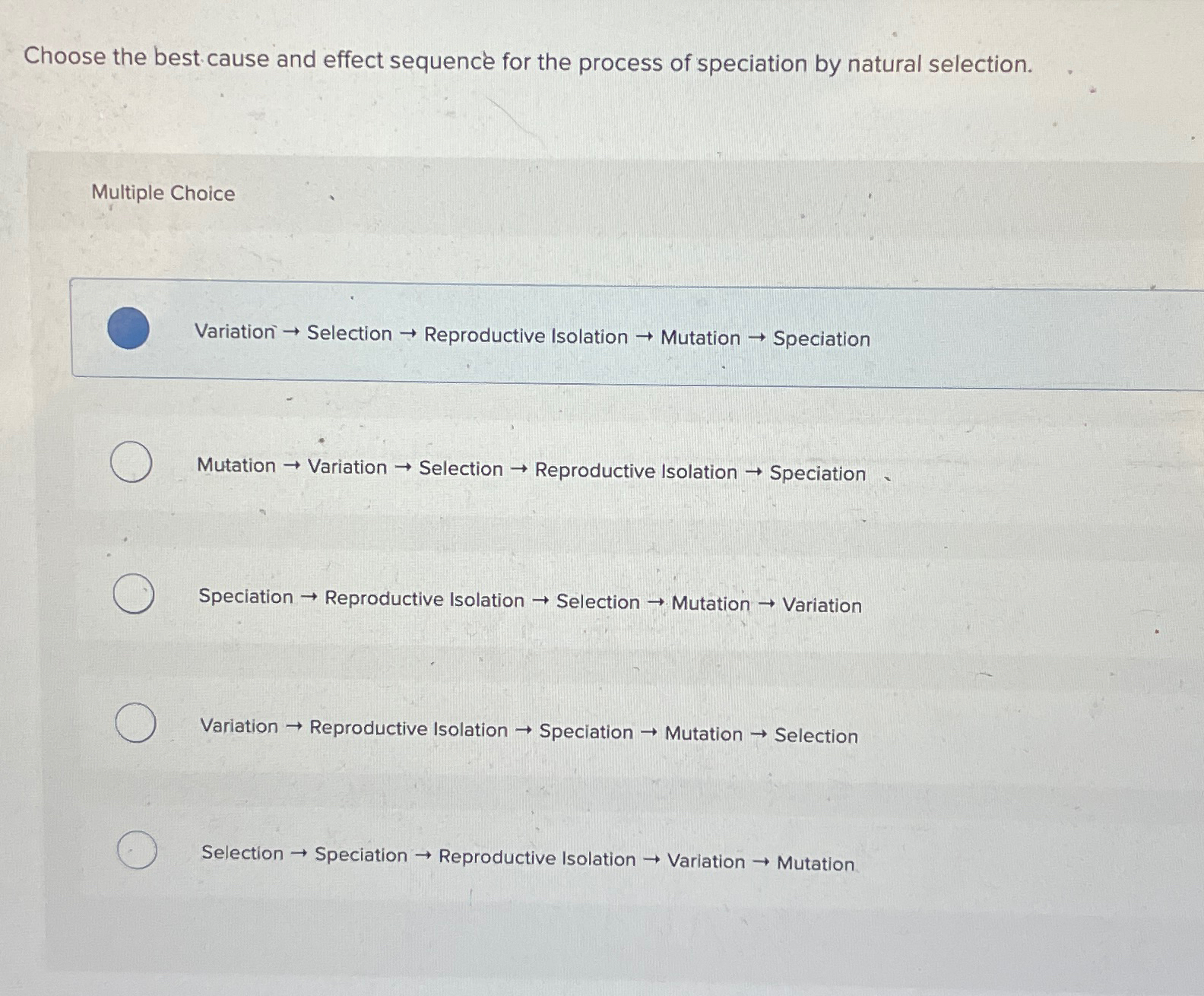 Solved Choose the best cause and effect sequence for the | Chegg.com