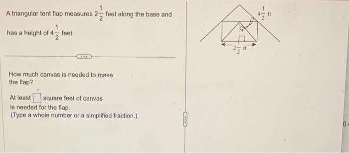Solved A triangular tent flap measures 221 feet along the | Chegg.com