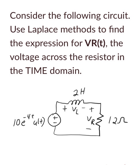 Solved Consider the following circuit. Use Laplace methods | Chegg.com