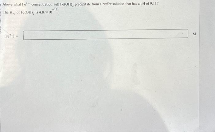 Solved Above what Fe²+ concentration will Fe(OH), | Chegg.com