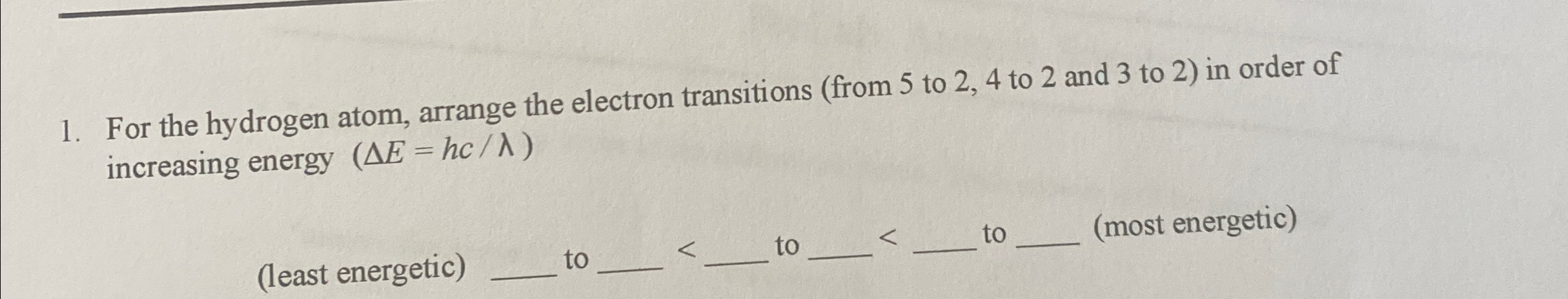Solved For the hydrogen atom, arrange the electron | Chegg.com