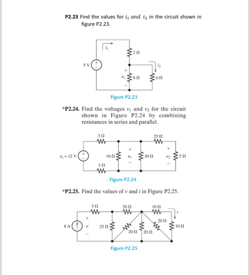 Solved P2.23 ﻿Find the values for i1 ﻿and i2 ﻿in the circuit | Chegg.com