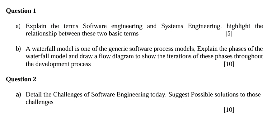 Solved Question 1a) ﻿Explain the terms Software engineering | Chegg.com