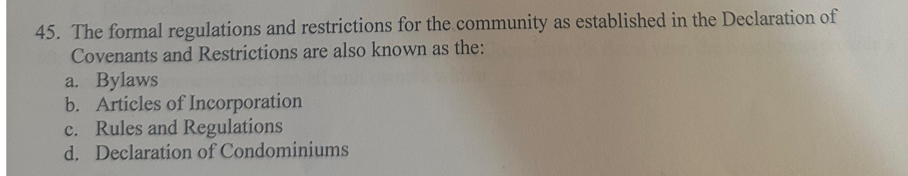 Solved The formal regulations and restrictions for the | Chegg.com