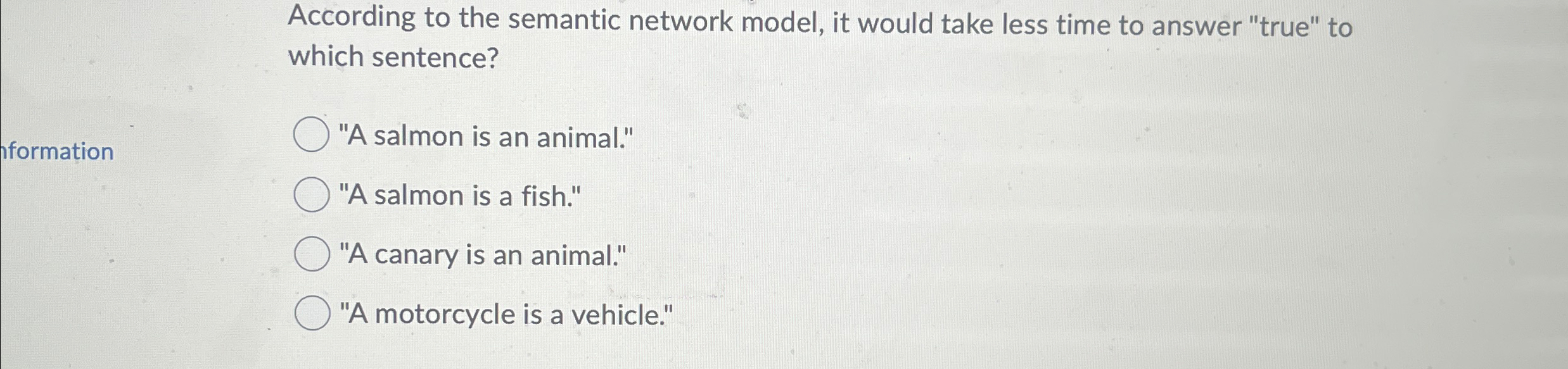 Solved According to the semantic network model, it would | Chegg.com