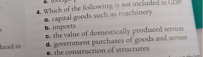 Solved Which of the following is not included in GDP?a. | Chegg.com