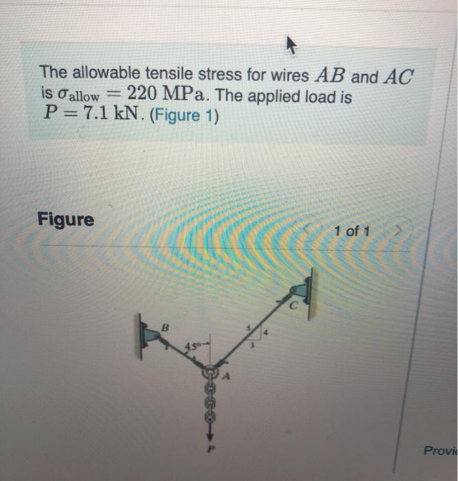 Solved The allowable tensile stress for wires AB and AC is O | Chegg.com