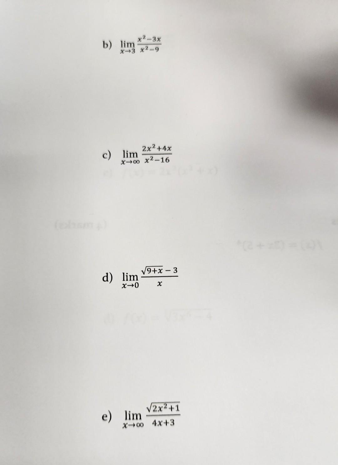 Solved limx→3x2−9x2−3x limx→∞4x+32x2+1 limx→∞x2−162x2+4x | Chegg.com