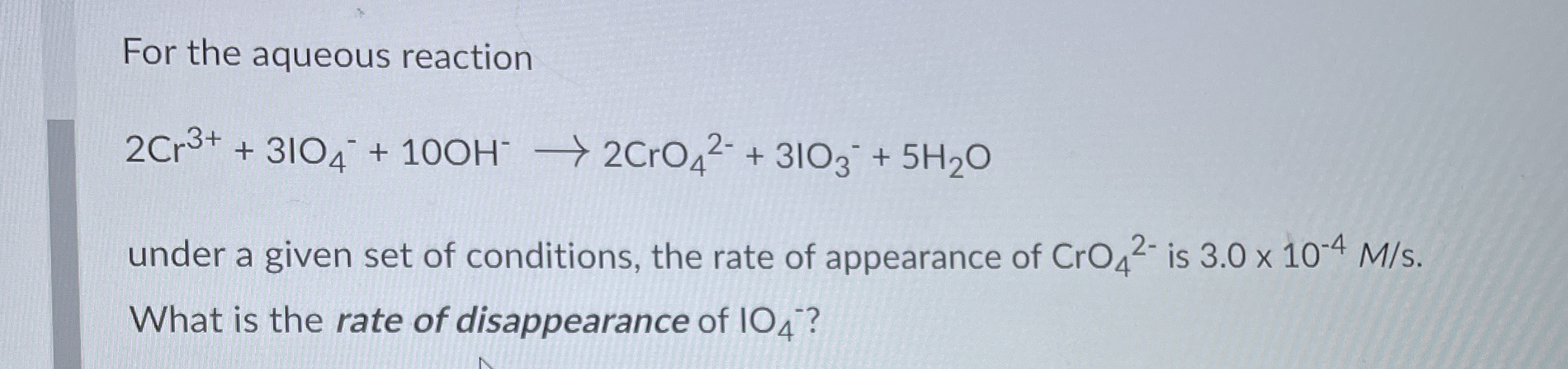 Solved For the aqueous | Chegg.com