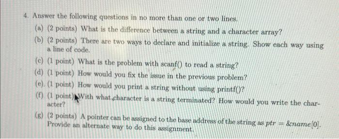 Solved 4 Answer The Following Questions In No More Than One
