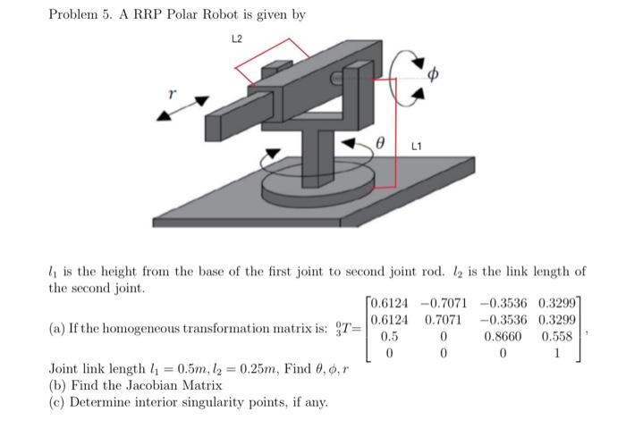 Solved Problem 5. A RRP Polar Robot is given by l1 is the | Chegg.com