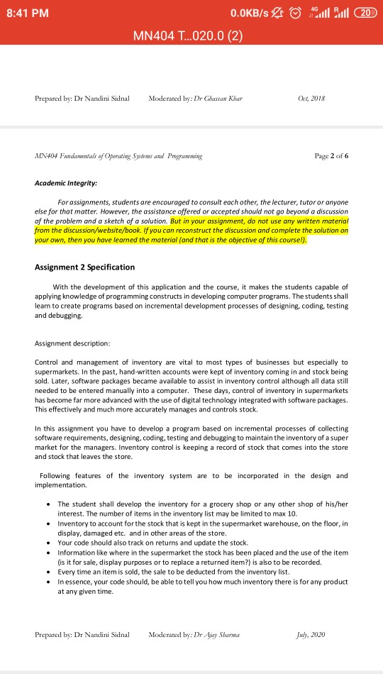 MN404 Fawawewals of Operating Systems and Programming | Chegg.com