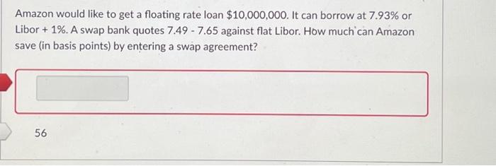 Solved Amazon would like to get a floating rate loan | Chegg.com