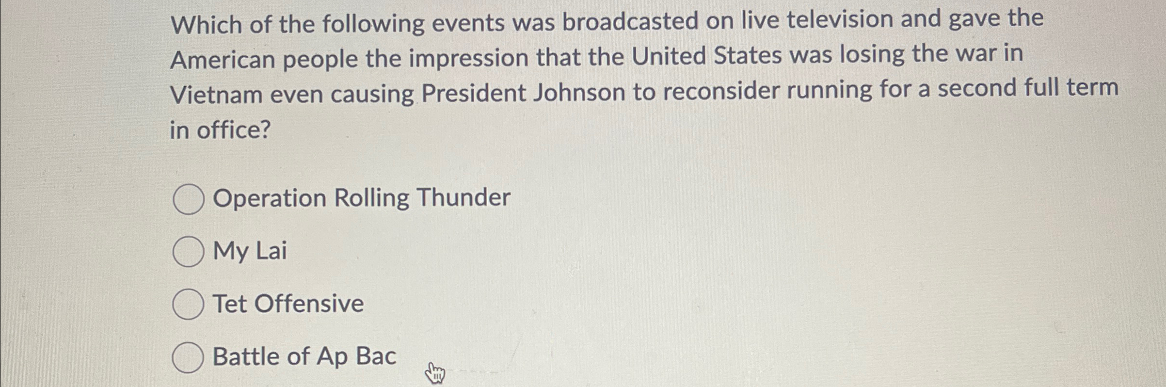 Solved Which of the following events was broadcasted on live | Chegg.com