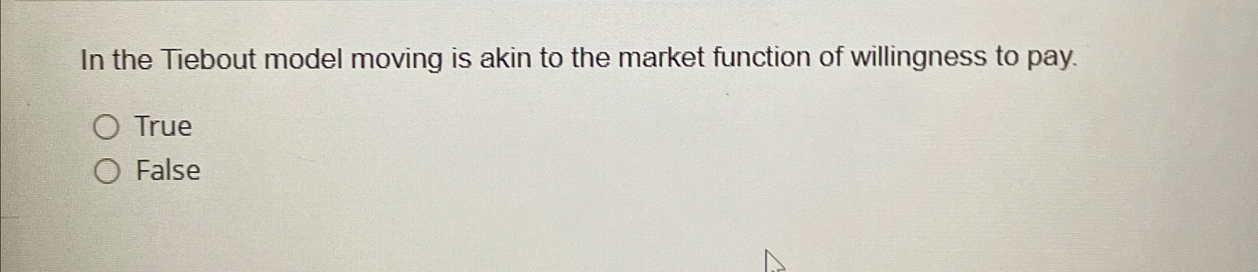 Solved In the Tiebout model moving is akin to the market | Chegg.com