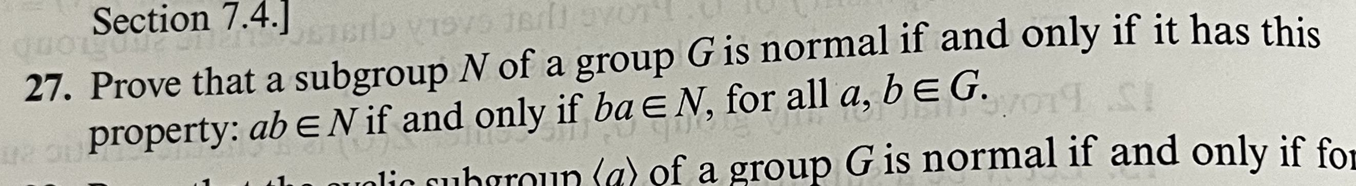 Solved #27 (pg 253) ﻿Prove that a subgroup N ﻿of a group G | Chegg.com