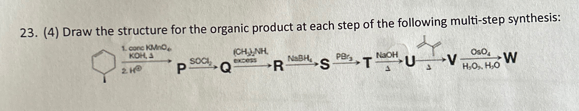 Solved (4) ﻿Draw the structure for the organic product at | Chegg.com