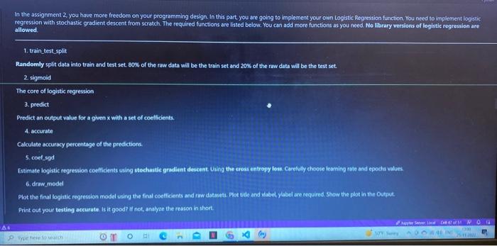 Solved Programming Questions (Full Mark: 3) - Logistic | Chegg.com