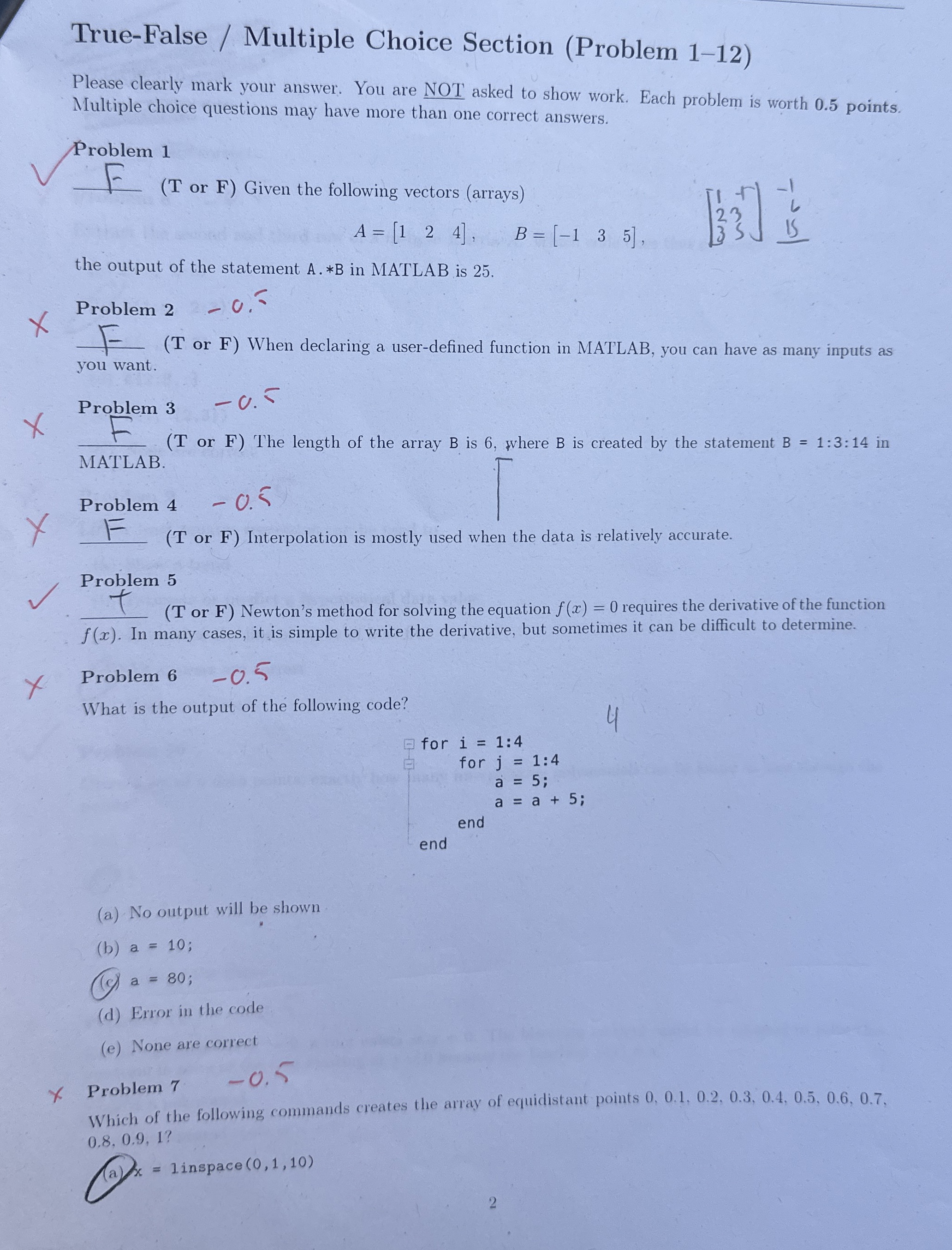 Solved True-False / ﻿Multiple Choice Section (Problem | Chegg.com