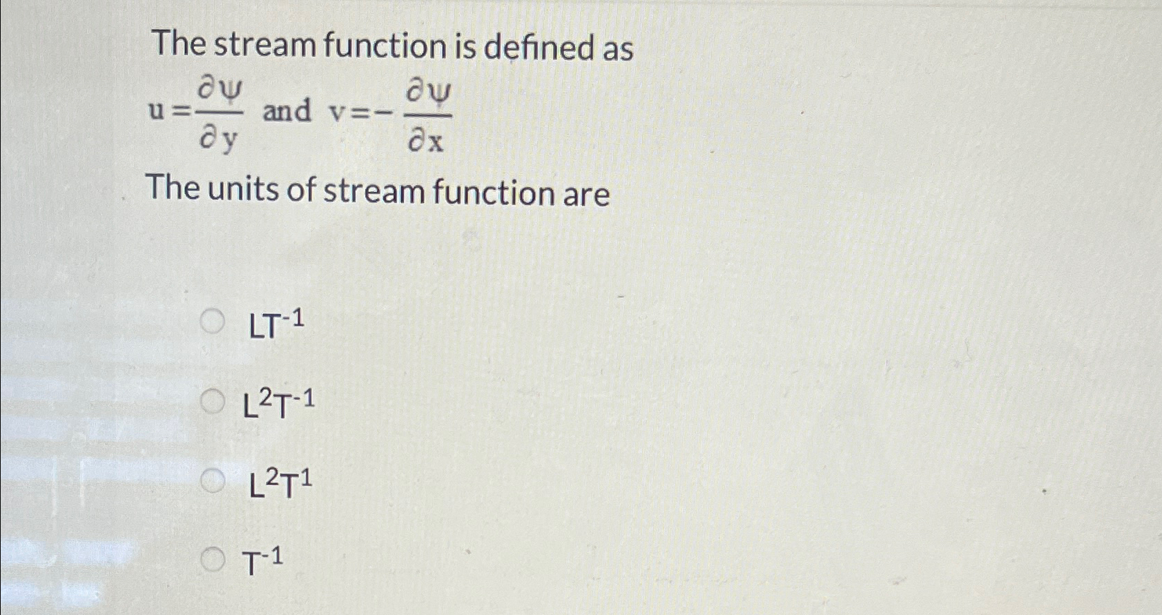 Solved The stream function is defined asu=delψdely ﻿and | Chegg.com