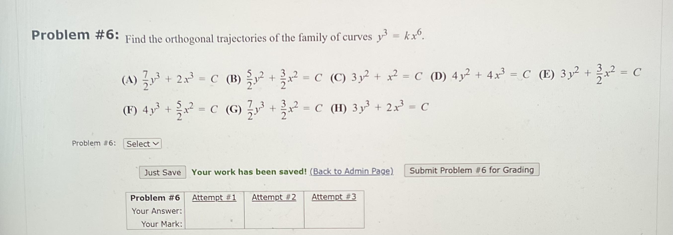 Solved Problem #6: Find the orthogonal trajectories of the | Chegg.com