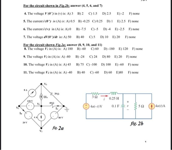 Solved For the circuit shown in Fig.2b; answer (4, 5, 6, and | Chegg.com