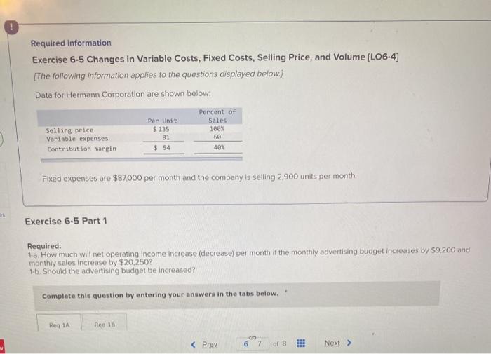 Solved ! Required Information Exercise 6-5 Changes in | Chegg.com