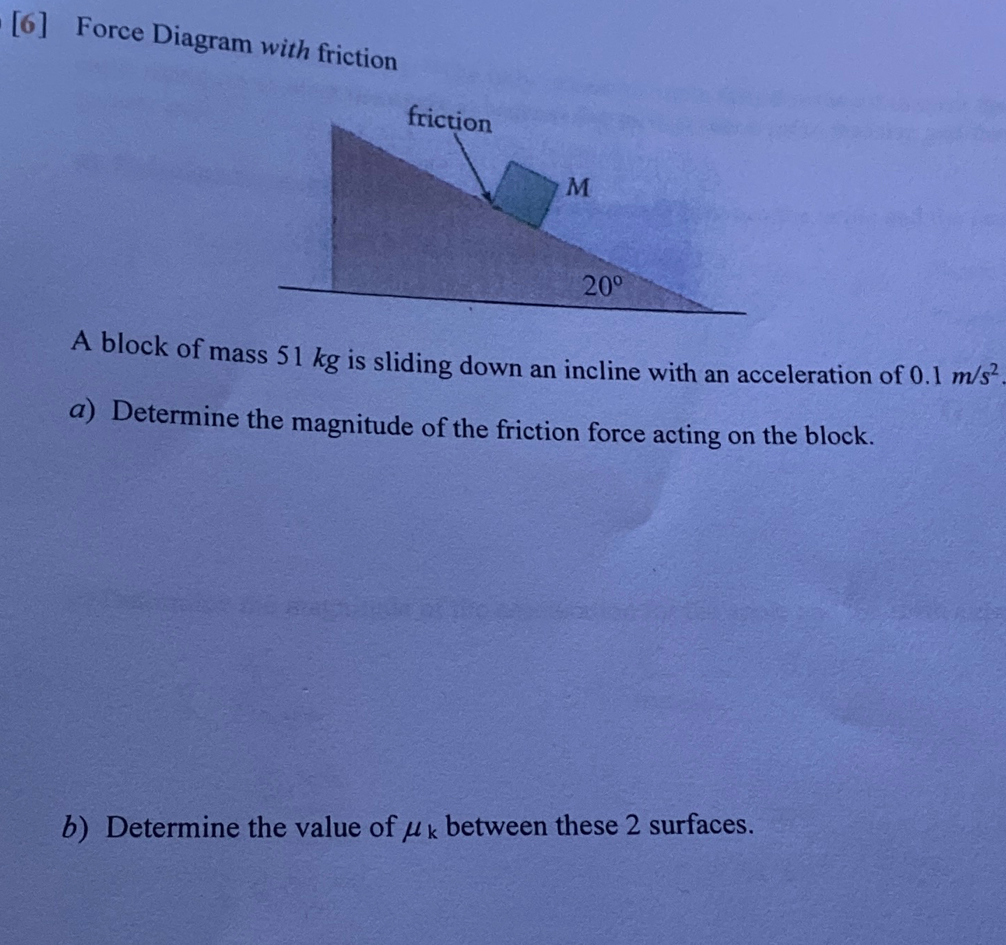 Solved [6] ﻿Force Diagram with frictionA block of mass 51kg | Chegg.com