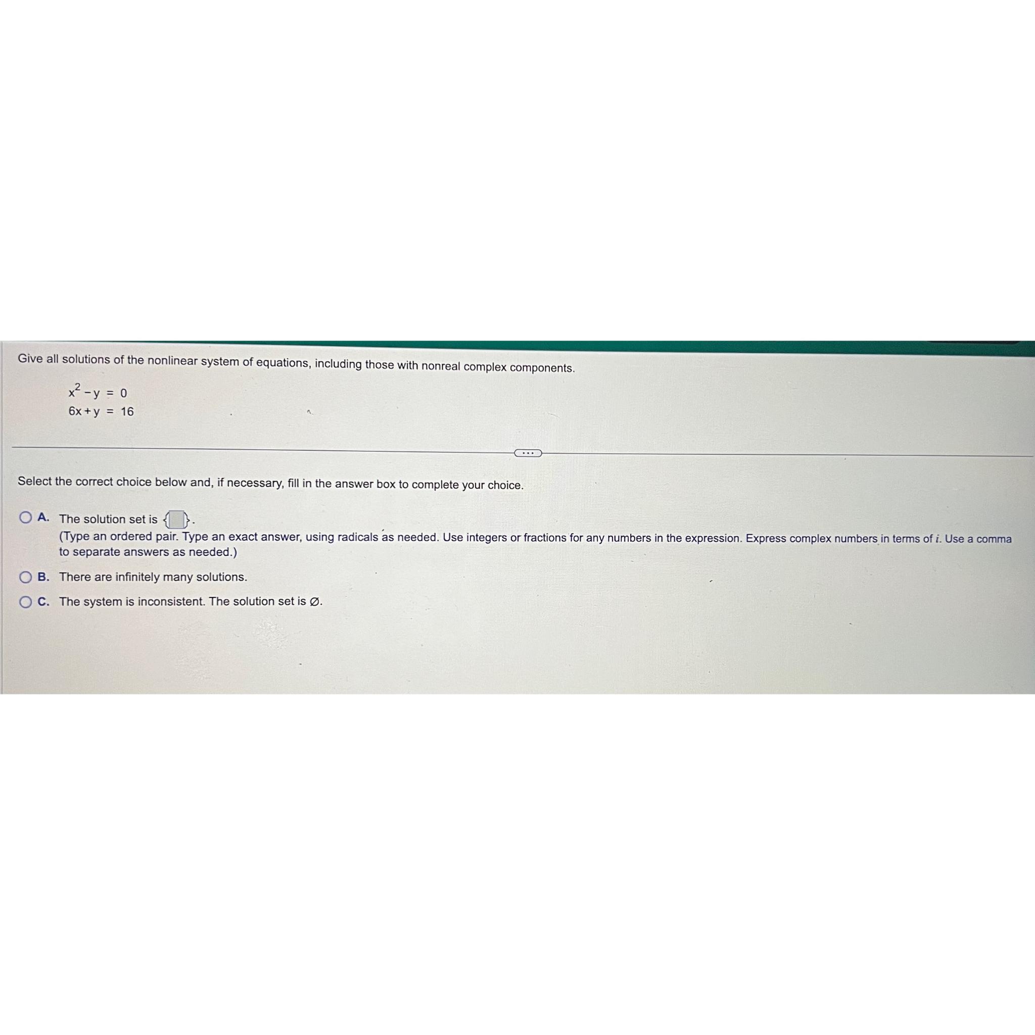 Solved Give all solutions of the nonlinear system of | Chegg.com