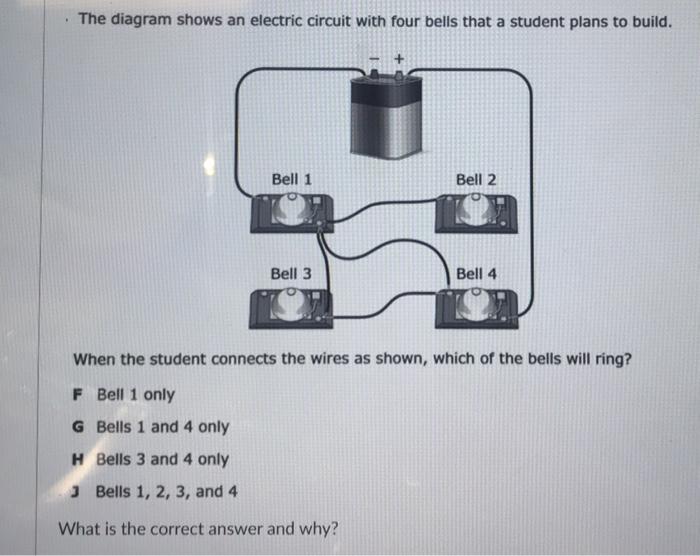 Solved The diagram shows an electric circuit with four bells | Chegg.com