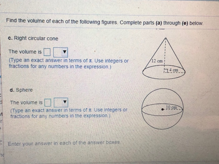 Solved Find the volume of each of the following figures. | Chegg.com